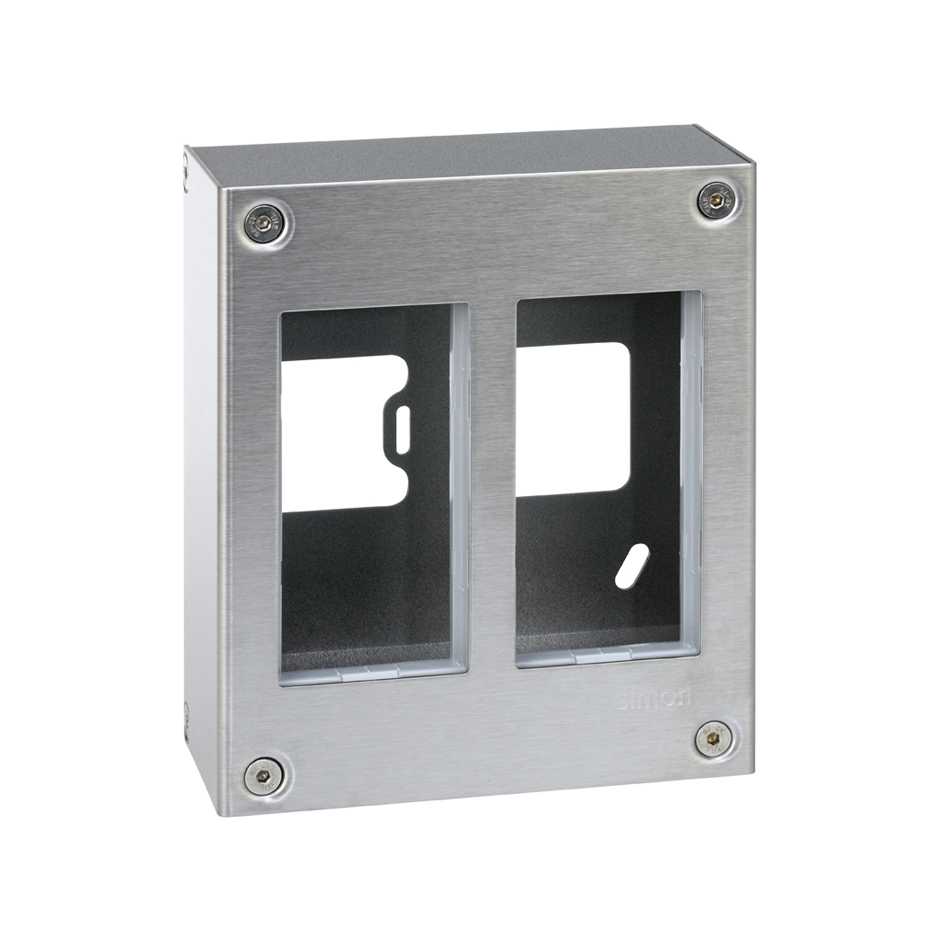 Metal surface mount wall box for 2 double elements stainless steel ...