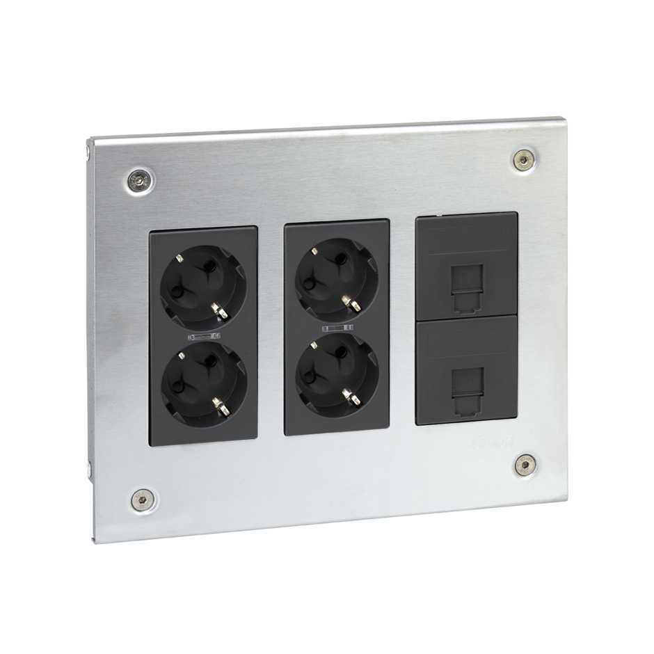 Metal flush-mount wall box kit for 3 double elements with 2 double ...