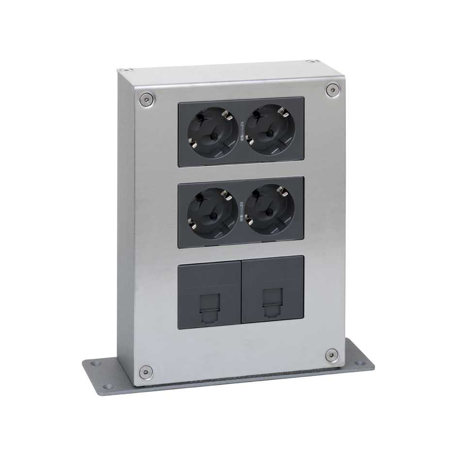 Metal mini tower kit with 3 heights and 1 side with 2 double-socket ...