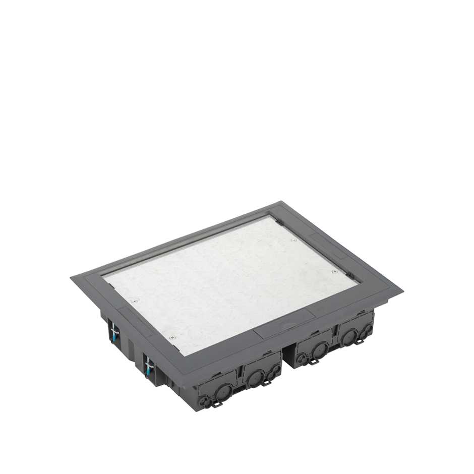 Square shallow floor box for 8 elements in concrete or raised floor ...