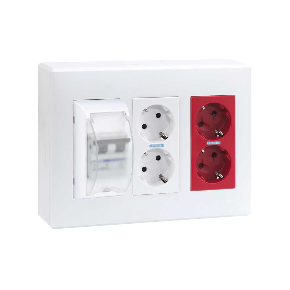 Two-pole MCB 16 A for 2 elements with trim plate white Simon 500 Cima ...