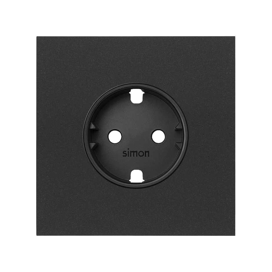 Front face kit for 1 element with 1 matte black schuko socket Simon 100 ...