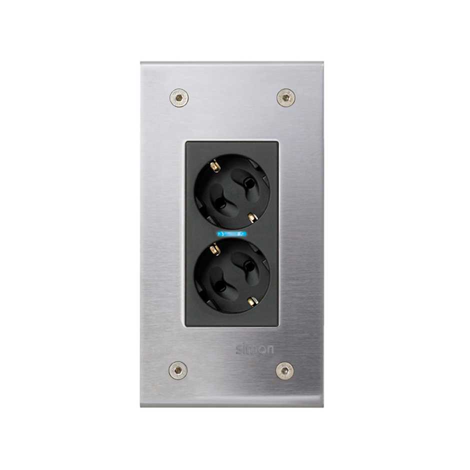 Metal flush-mount wall box for 1 double element stainless steel Simon ...