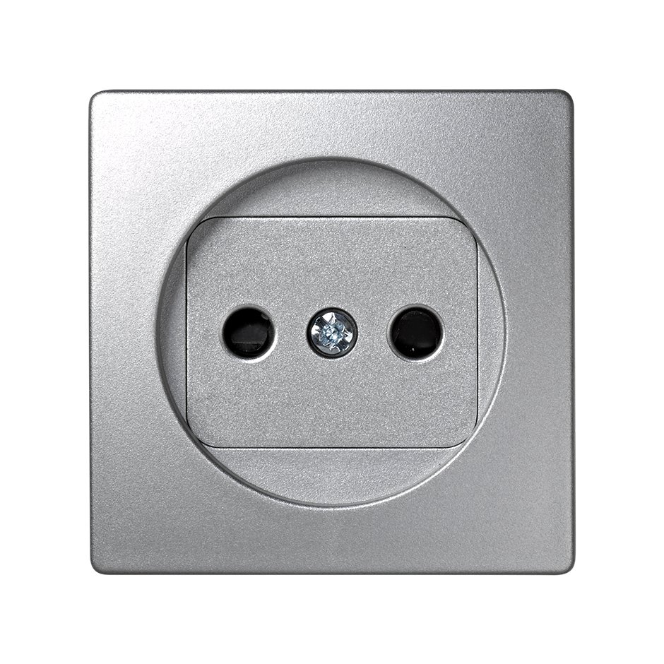 Cover with safety device for two-pole socket outlet aluminium Simon 73 ...
