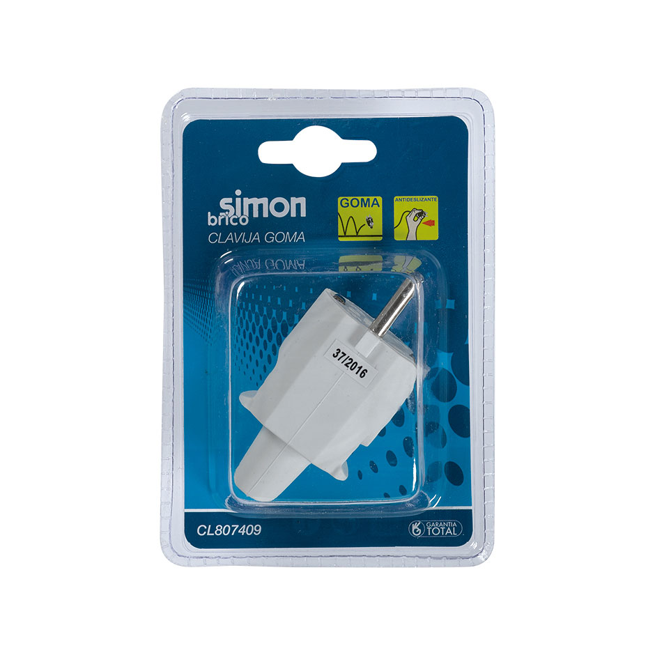 CLAVIJA DE GOMA 16A 230V BLANCA Simon Brico | SIMON