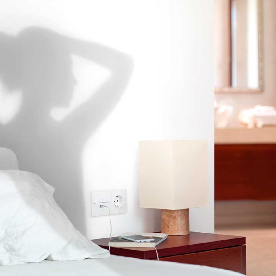 Euro-American plug shiny white Simon 100 | SIMON