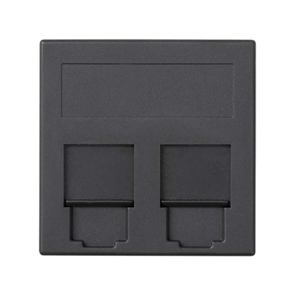 Flat voice and data plate with dust cover for 2 ADC Krone® RJ45 for 1 ...