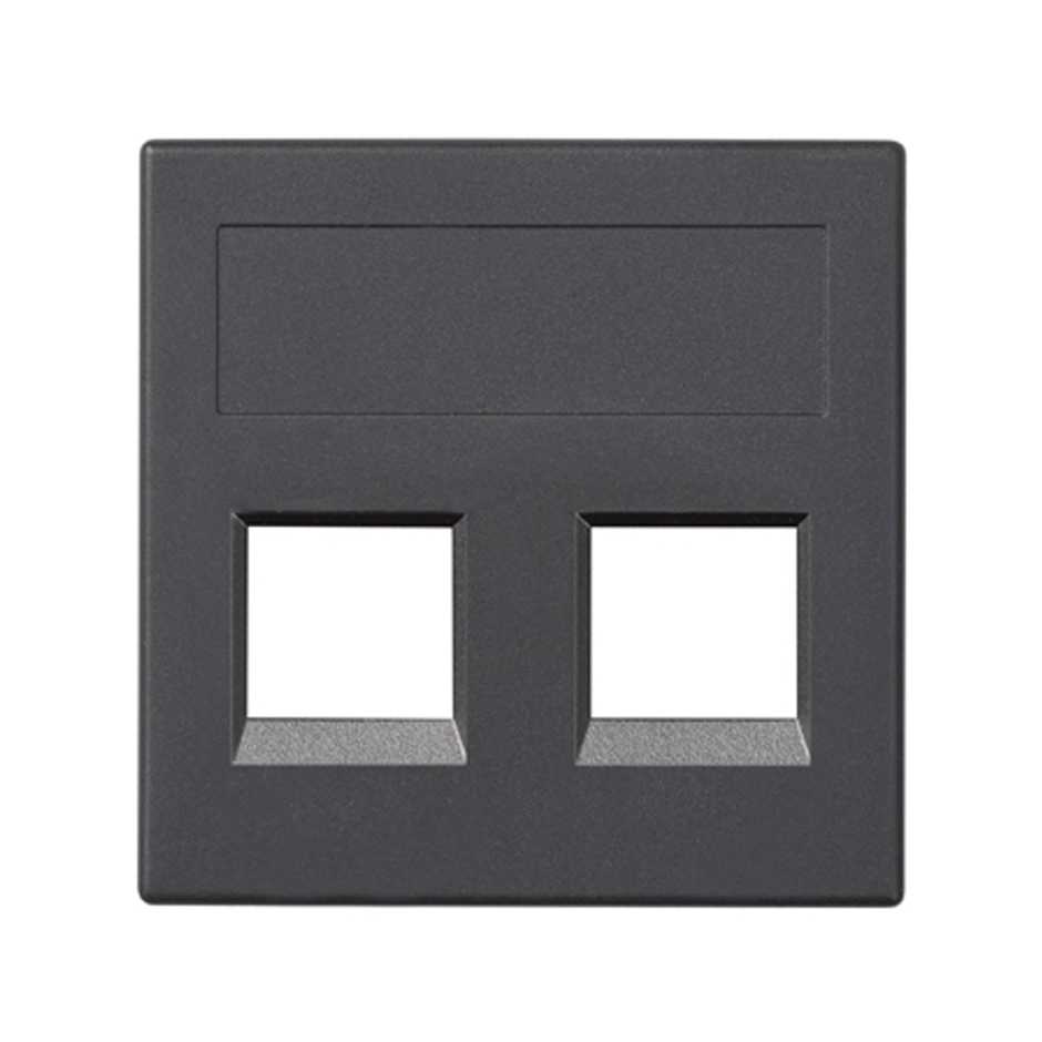 Flat voice and data plate without dust cover for 2 RJ45 Panduit® for 1 ...