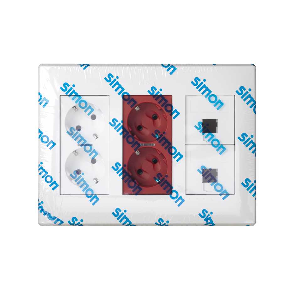 Kit caja pared de superficie-empotrar 3 elementos dobles con 1 enchufe doble,1 SAI doble,2placas ...