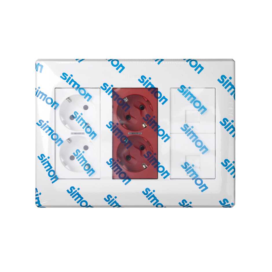 Kit caja pared superficie-empotrar 3 elementos dobles con 1 enchufe doble,1 SAI doble,2 placas ...