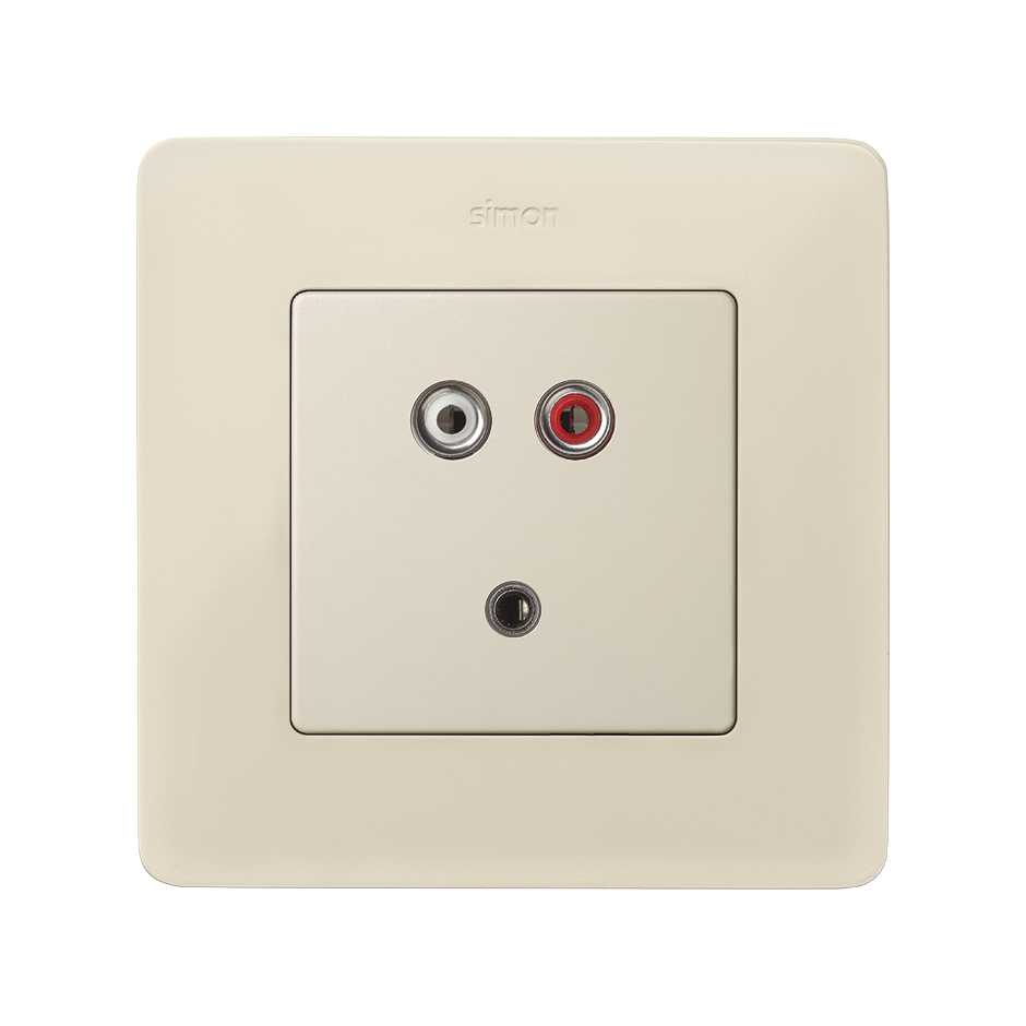 Plate mini jack + 2 RCA connectors ivory Simon 82 | SIMON