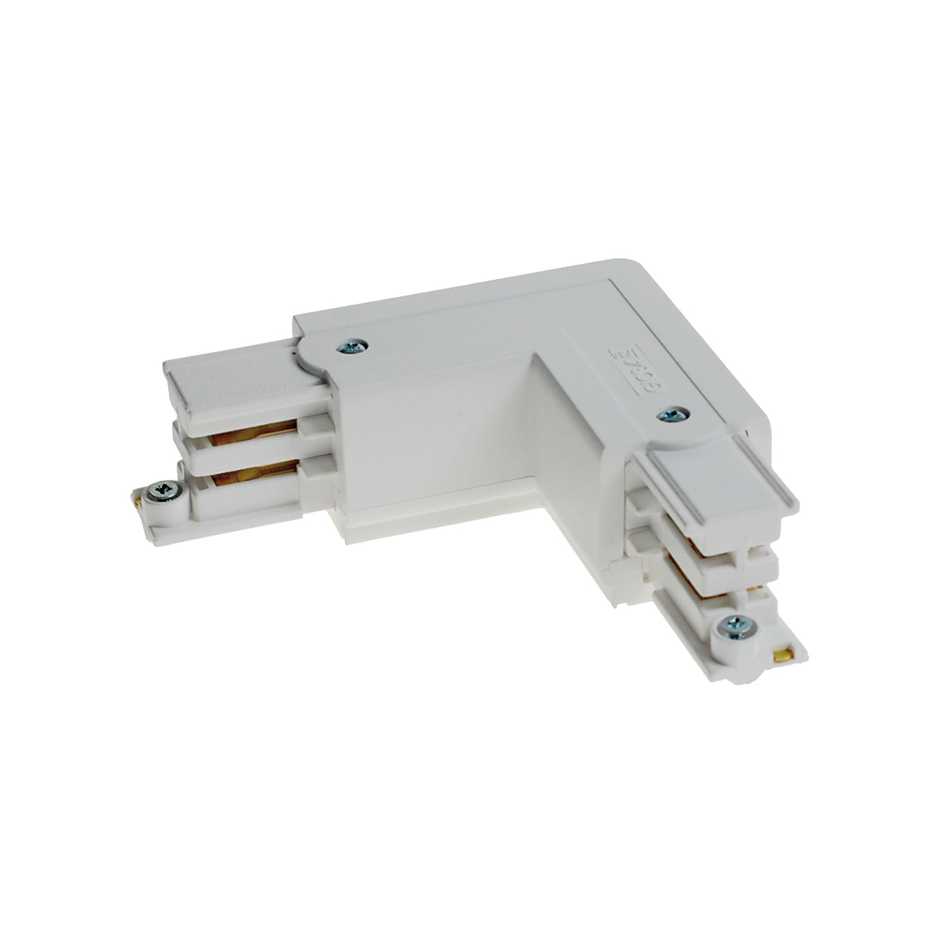 L connector with interior ground 3-phase rail Black | SIMON