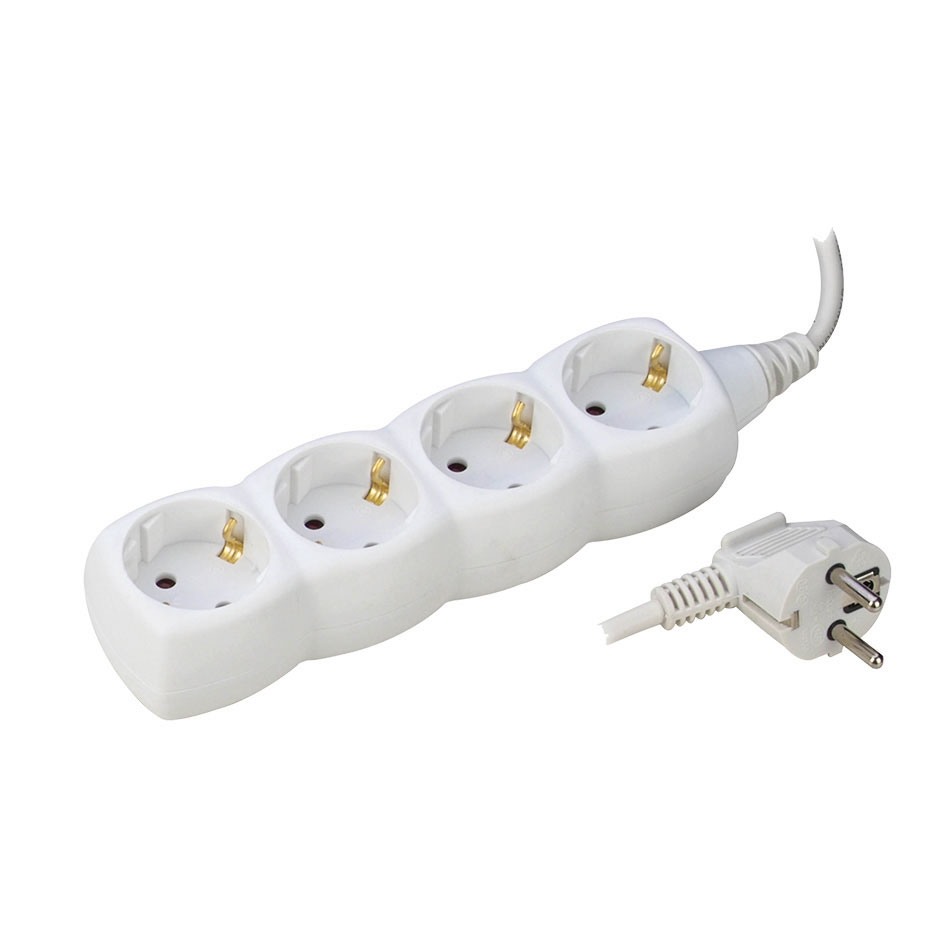 BASE MÚLTIPLE 4 TOMAS 16A 250V~ BLANCA CON 1,5 METROS DE CABLE H05VV-F 3G1MM² Simon Brico | SIMON