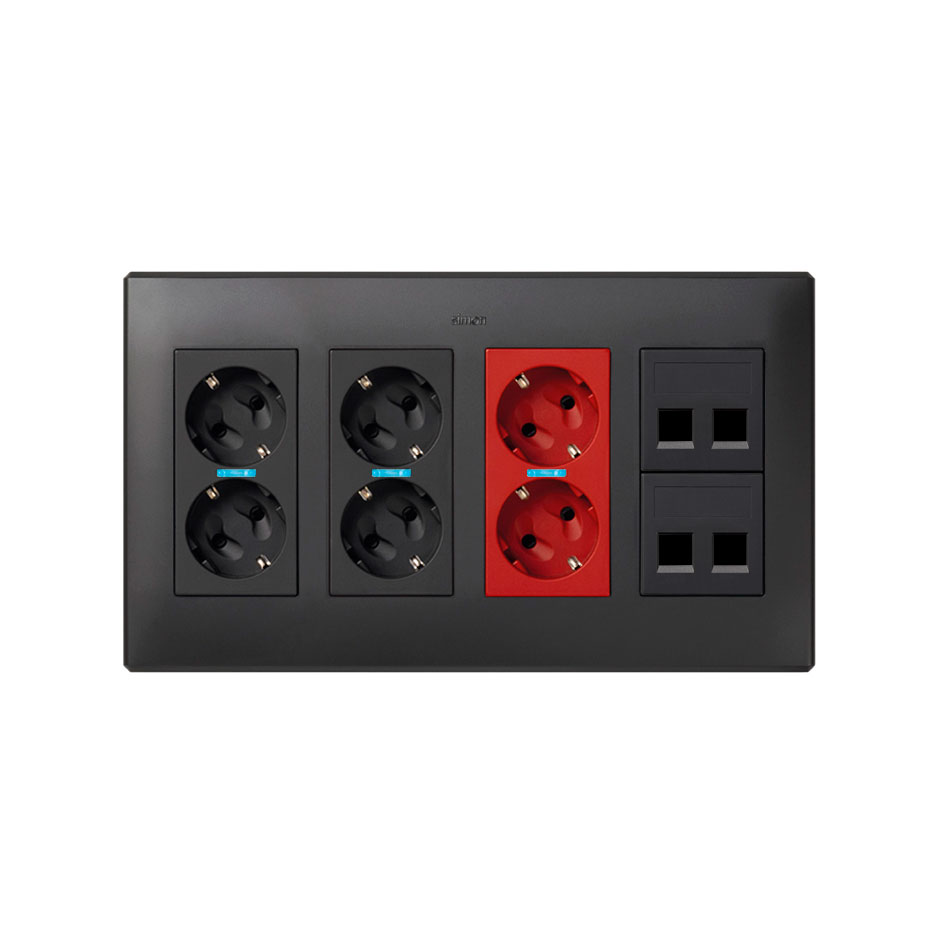 Flat voice and data plate without dust cover for 2 RJ45 Panduit® for 1 ...