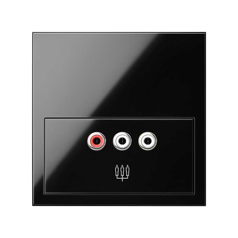 Cover for 3 RCA connectors shiny black Simon 100 | SIMON