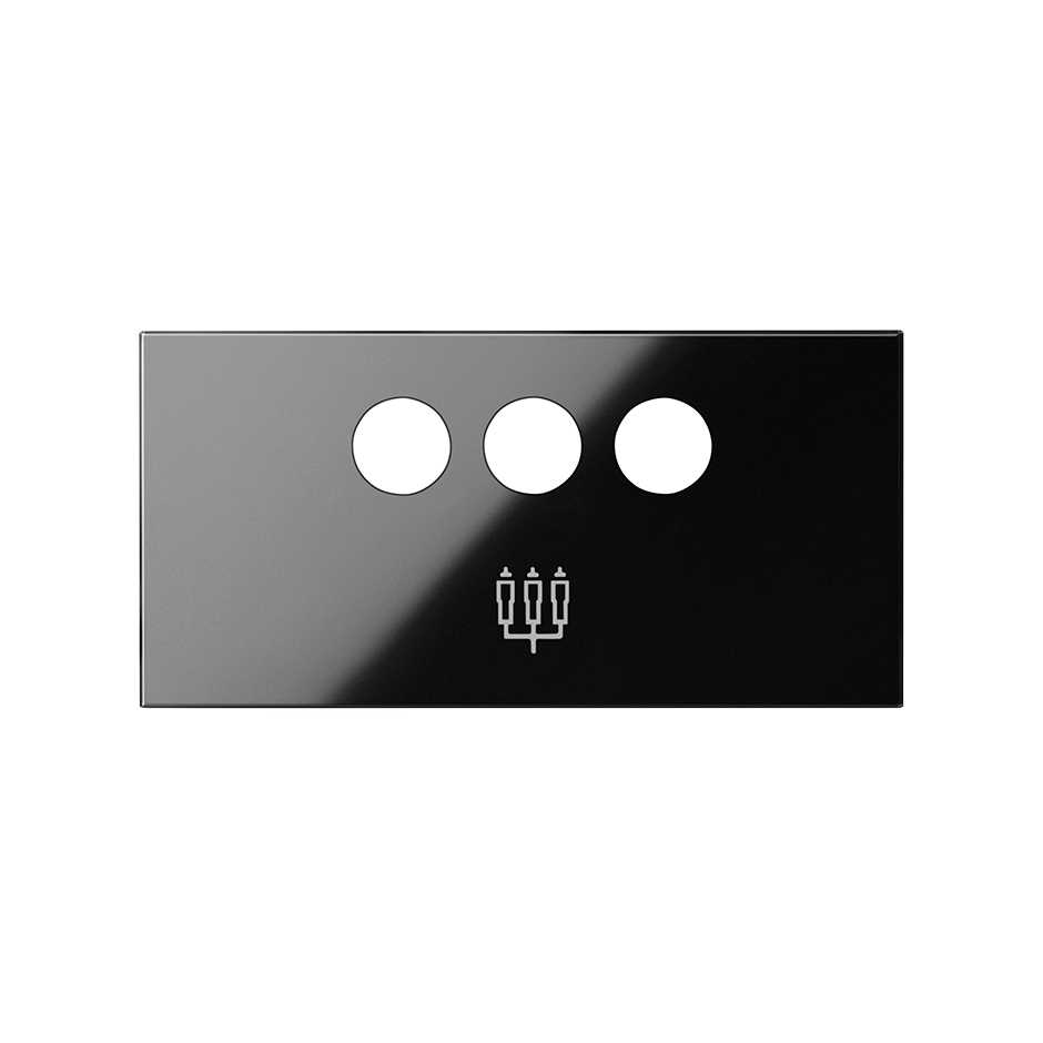 Cover for 3 RCA connectors shiny black Simon 100 | SIMON