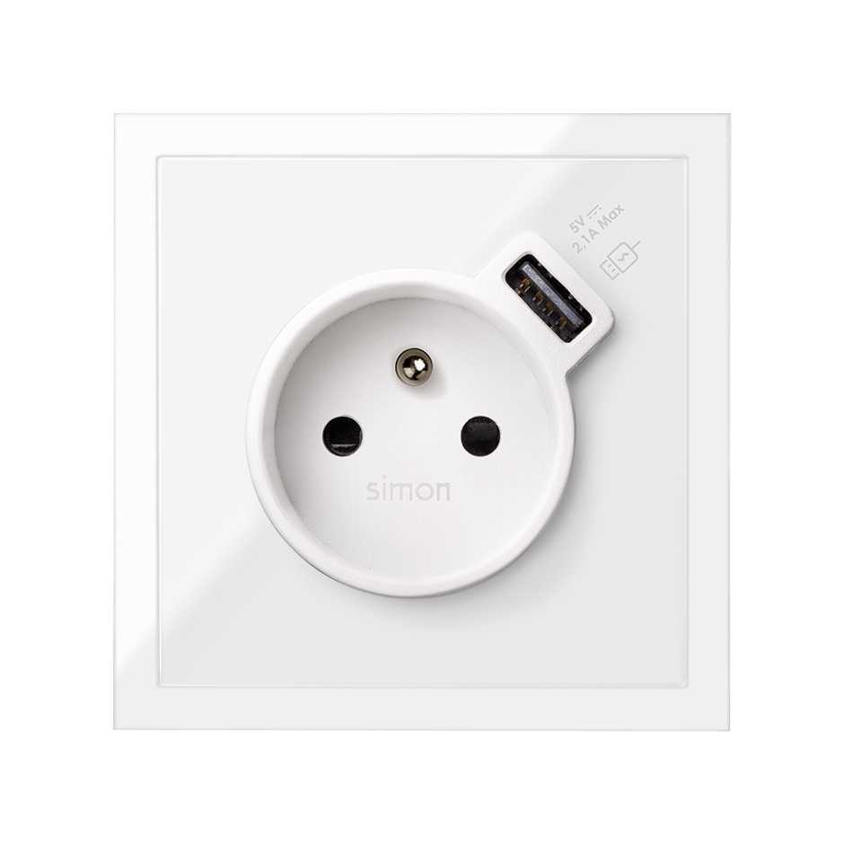 Socket with black USB charger Simon 100 | SIMON