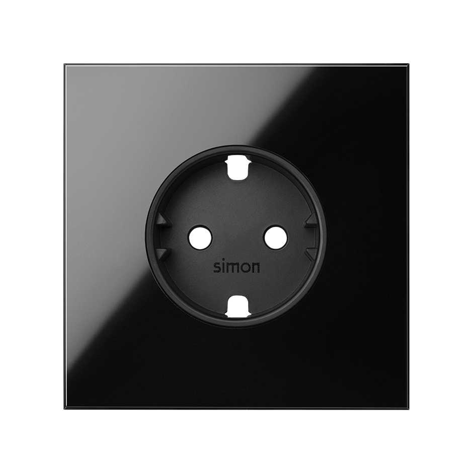 Front face kit for 1 element with 1 schuko socket in shiny black Simon ...