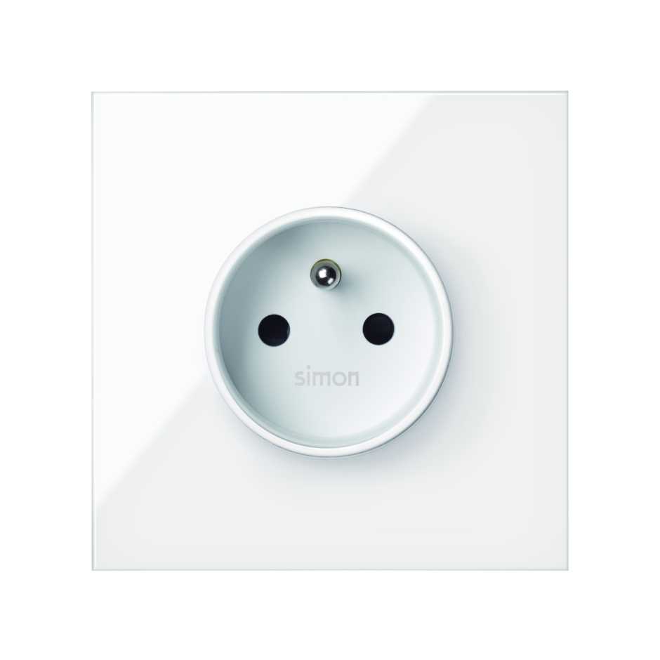 Front face kit for 1 element with 1 2P socket outlet gloss white Simon ...