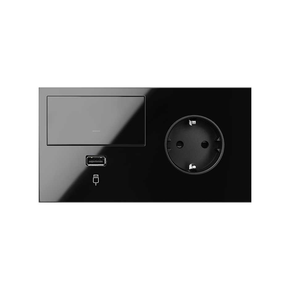 Front kit for 2 elements with 1 dimmer rocker,1 USB charger and 1 ...