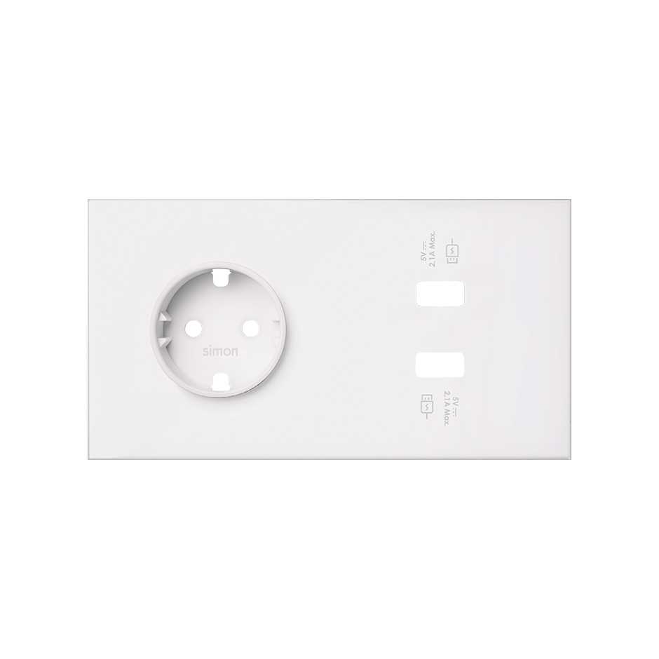 Kit avant pour 2 modules avec 1 prise Schuko et 2 prises USB blanc mat ...