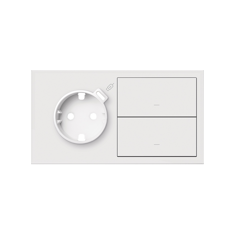 Kit front 2 schuko sockets with USB C + 2 rockers matt white Simon 100 ...