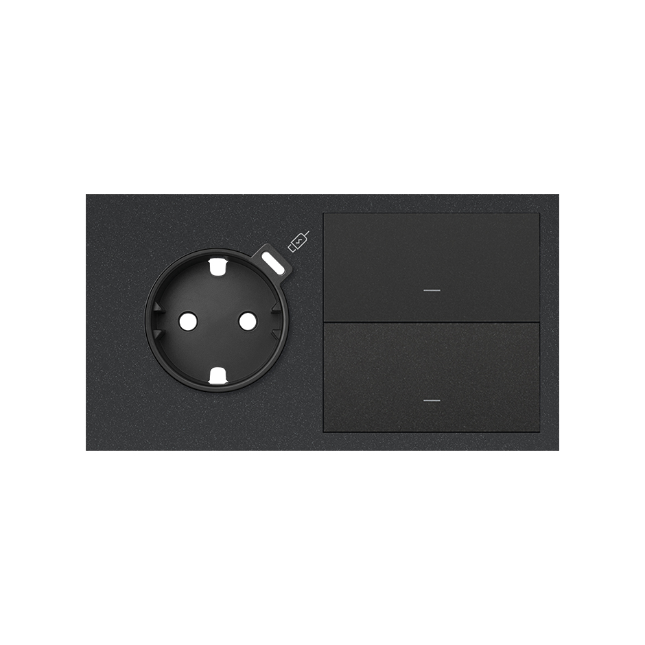 Kit front 2 schuko sockets with USB C + 2 rockers matt black Simon 100 ...