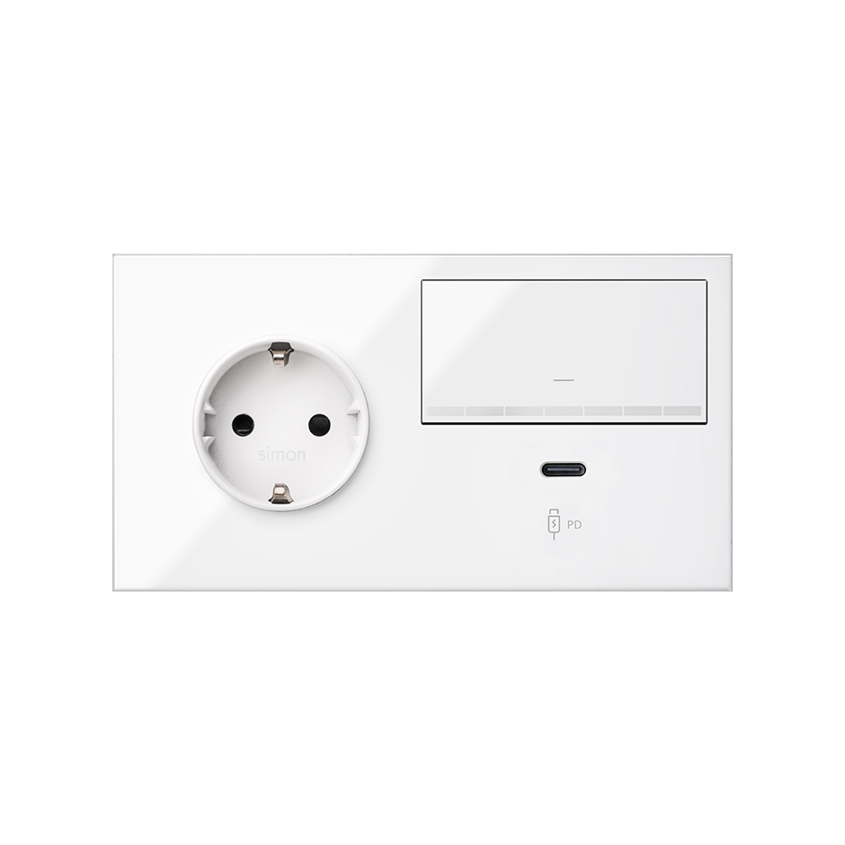 Kit front for 2 elements 1 schuko socket + 1 dimmer + USB C charger ...