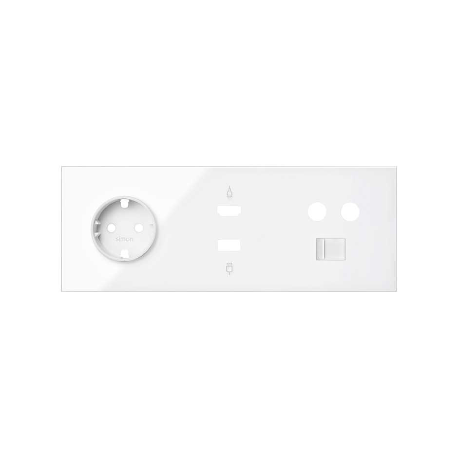 Front kit for 3 elements with 1 German socket outlet, 1 HDMI + USB ...