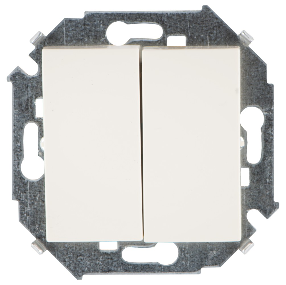 Двухклавишный выключатель 16AX 250В~ цвета слоновая кость с винтовым ...