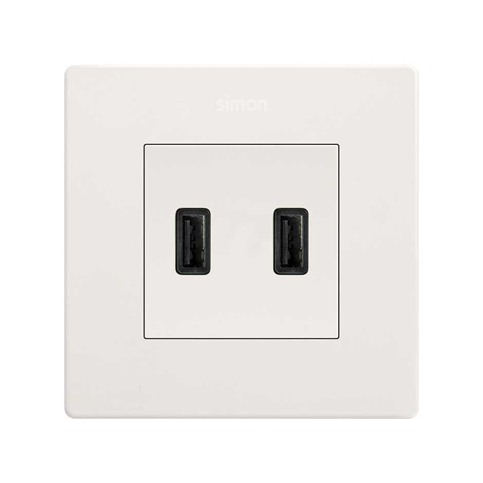 Carregador USB duplo 2,1A tipo branco Simon 270 | SIMON