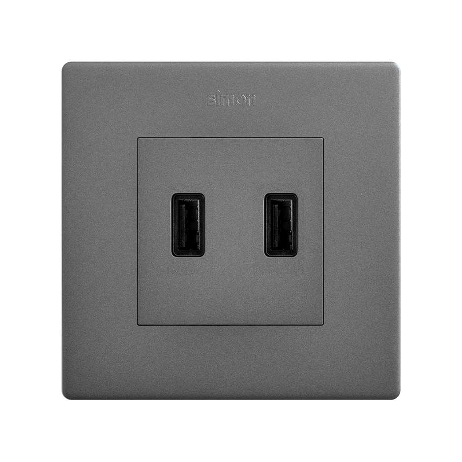 Dual USB Charger 2.1A Type A titanium Simon 270 | SIMON