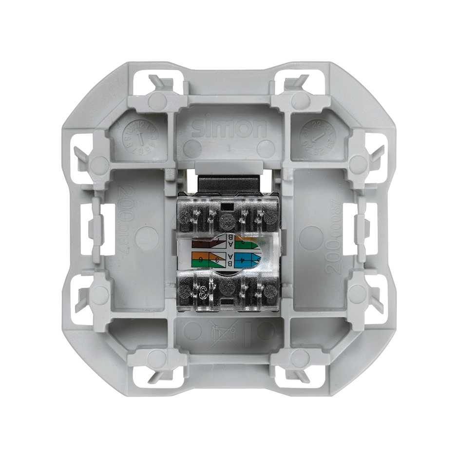 Flat voice and data cover with dust cover and 1 RJ45 connector matt ...