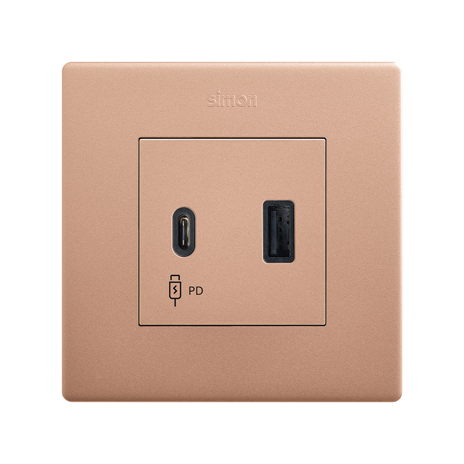 Cargador USB doble A+C 30W Power Delivery cobre Simon 270 | SIMON