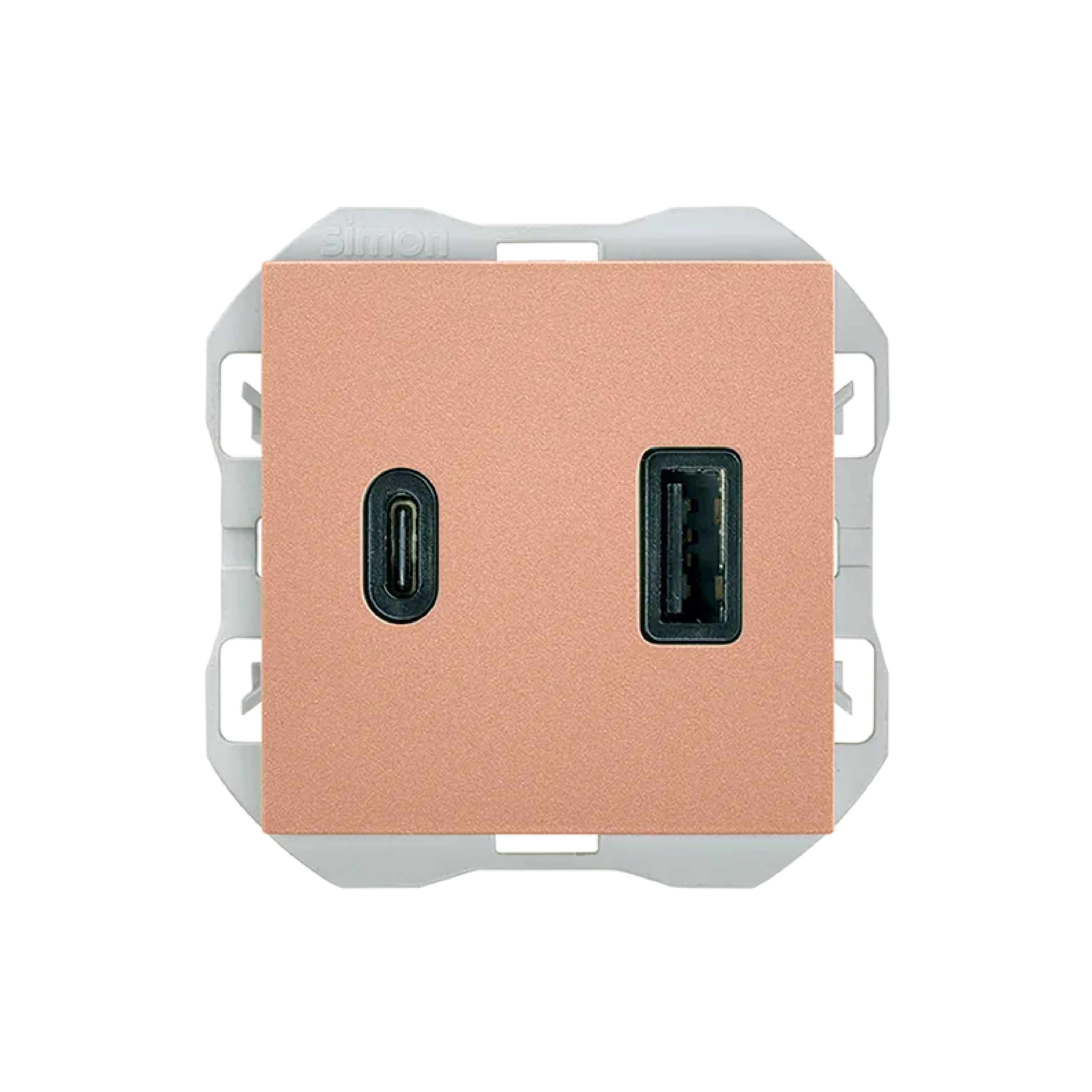 Dual USB Charger A+C 30W Power Delivery copper Simon 270 | SIMON