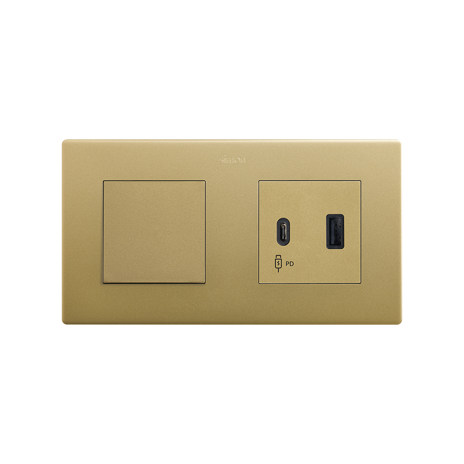 Dual USB Charger A+C 30W Power Delivery gold Simon 270 | SIMON