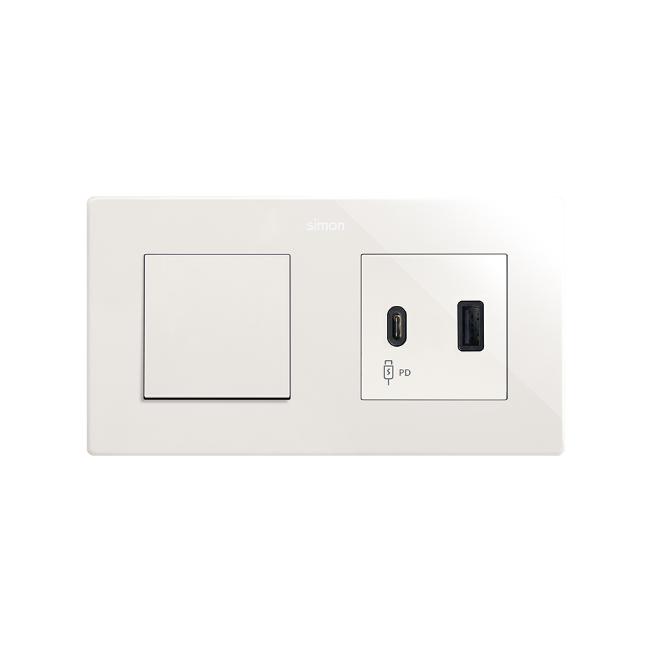 Cargador USB doble A+C 30W Power Delivery blanco mate Simon 270 | SIMON
