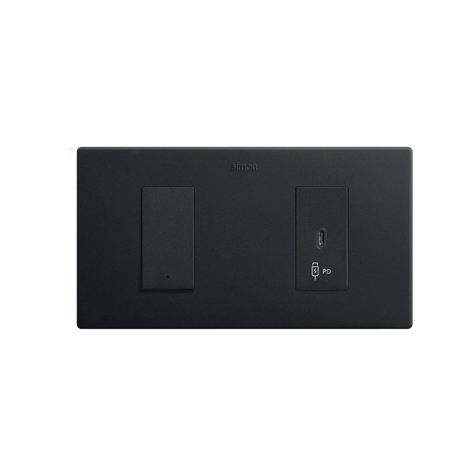 Carregador USB C 20W Power Delivery preto mate Simon 270 | SIMON