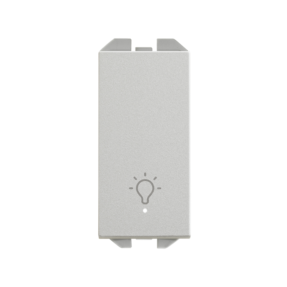 Push-button w/Light Narrow 10A 230V~ with light symbol aluminium Simon ...