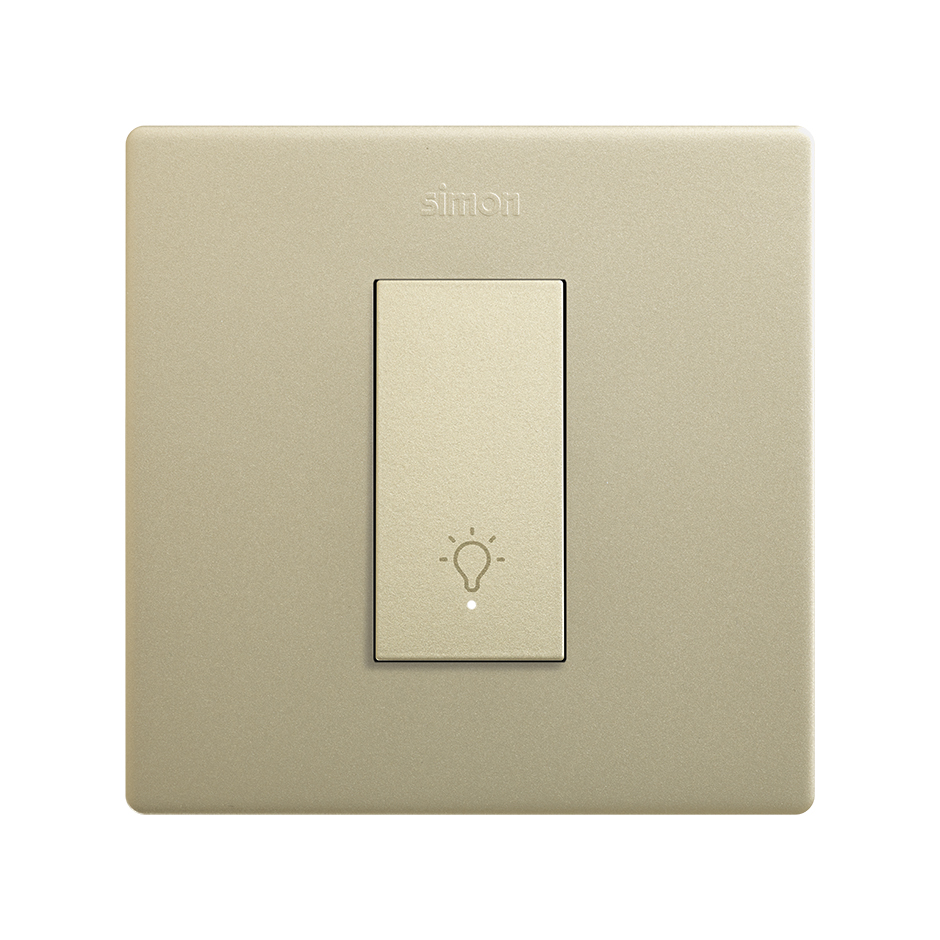 Push-button w/Light Narrow 10A 230V~ with light symbol champagne Simon ...