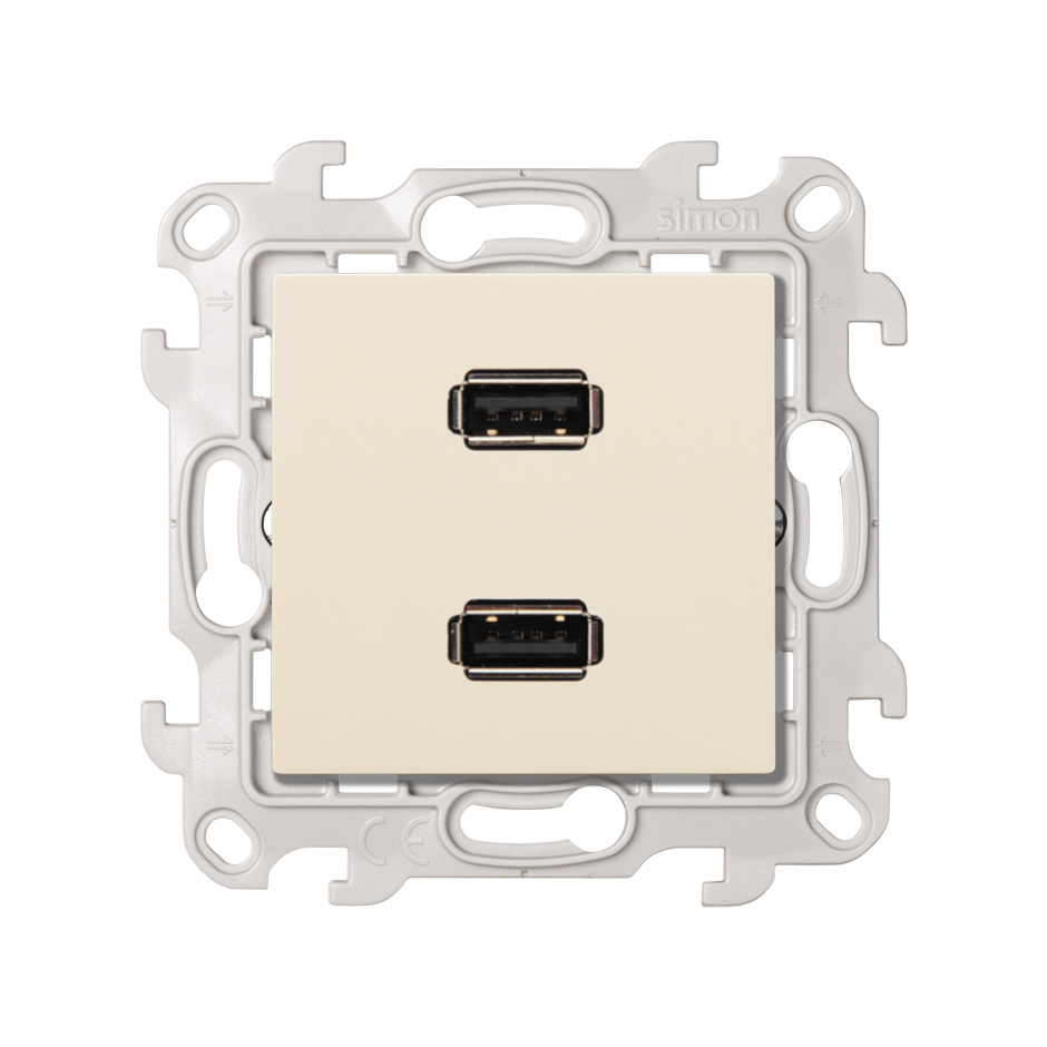Connecteur double USB connexion à vis ivoire Simon 24 Harmonie | SIMON