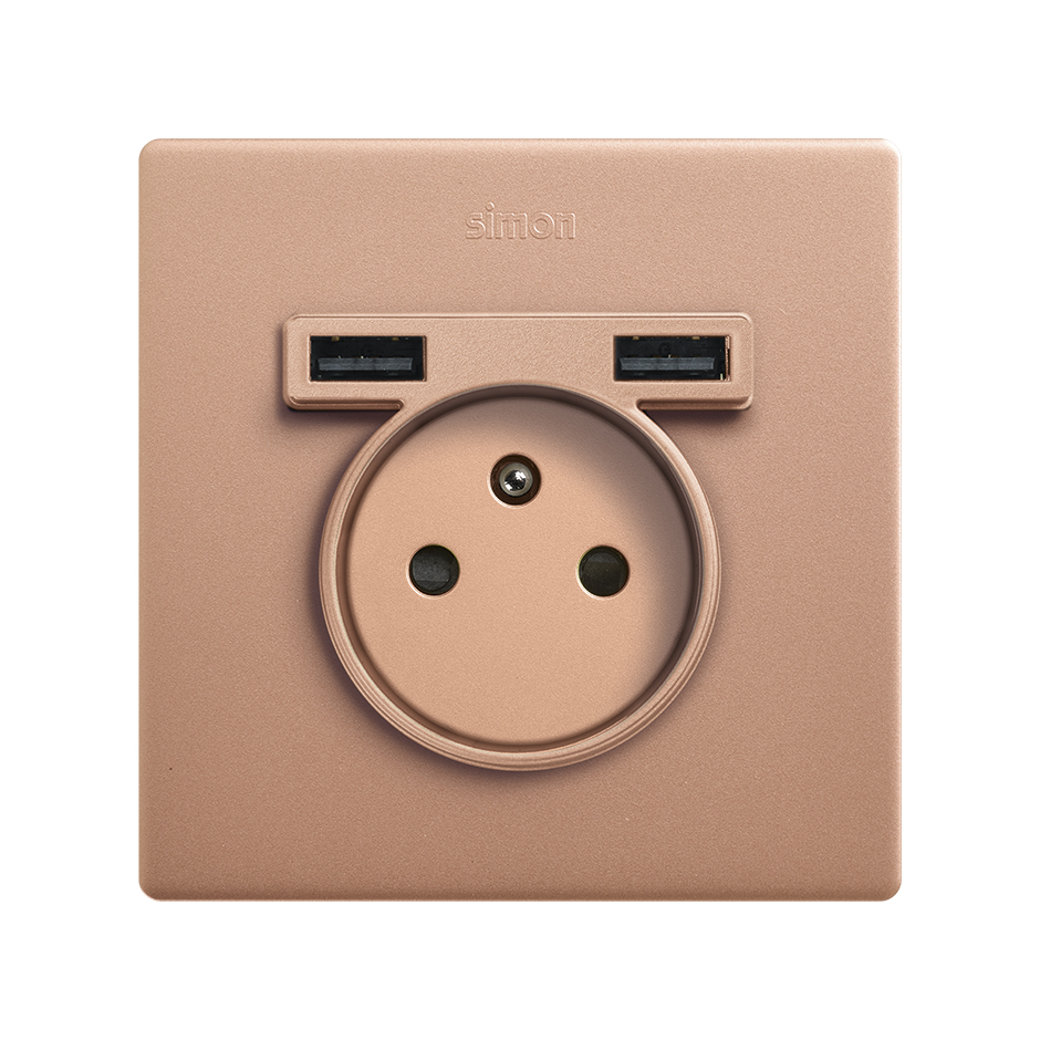 Monoblock Kit French Socket with 2USB charger 1 element cooper Simon ...