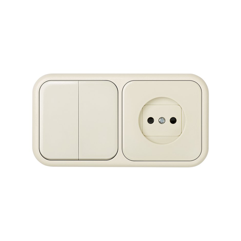 Thermoplastic frame for 2 elements ivory Simon 31 | SIMON
