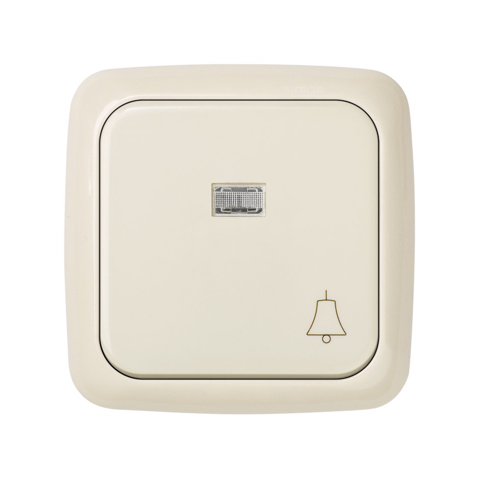 Push-button switch with bell symbol 10A 250V~, built-in light and fast ...