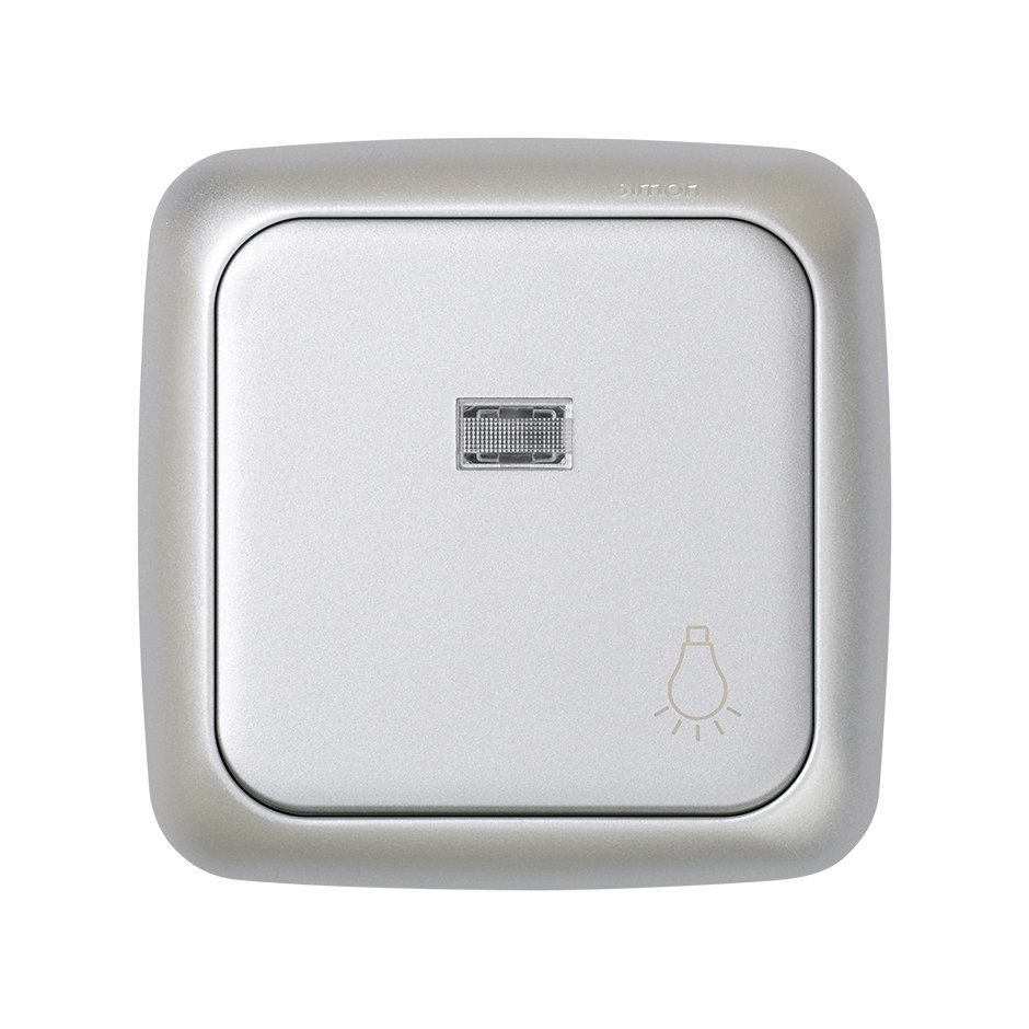 Push-button switch with light symbol 10A 250V~, built-in light and fast ...