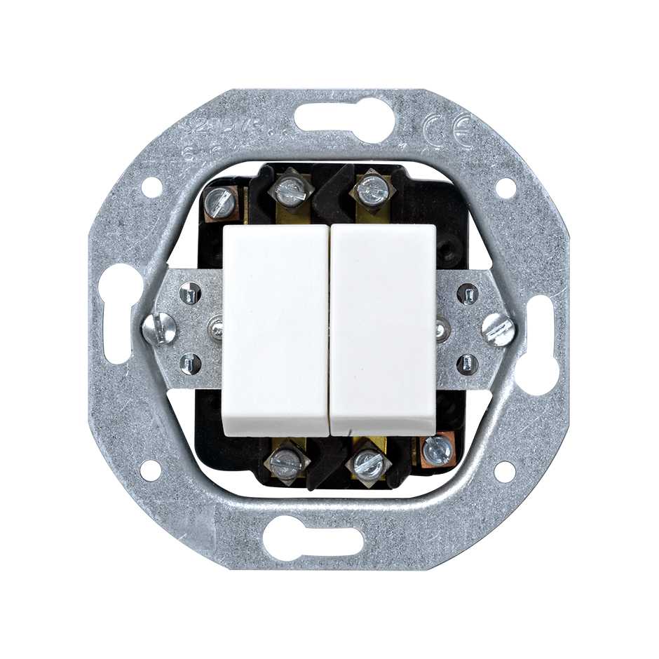 Set of 2 2-way switches 10AX 250V~ with screw terminal connection ...