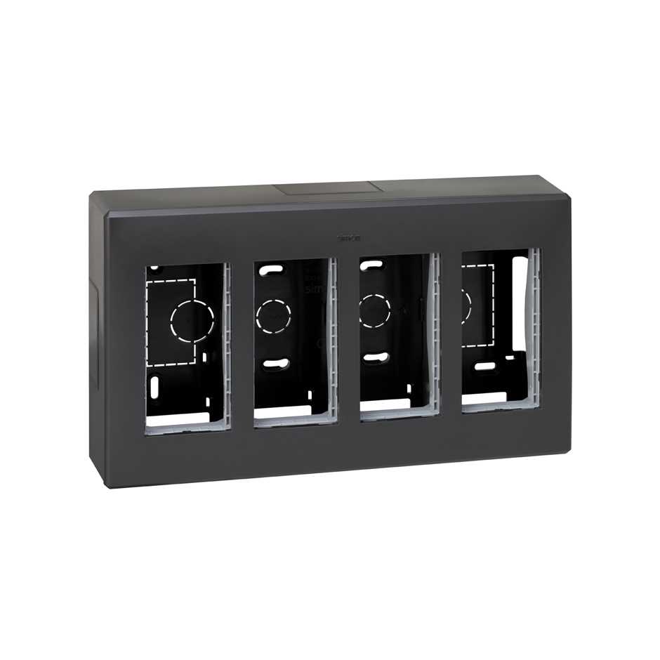 Surface-mount wall box for 4 double elements graphite Simon 500 Cima ...