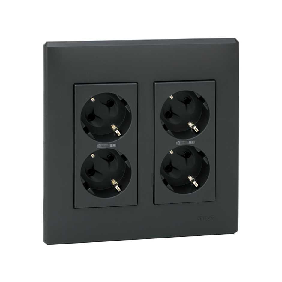 Kit caja pared de superficie o empotrar para 2 elementos dobles con 2 bases de enchufe doble ...