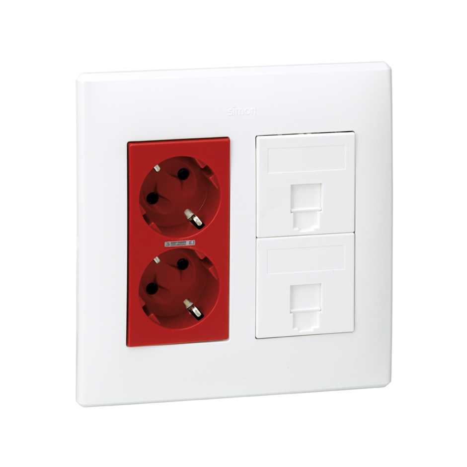 Kit caja pared de superficie o empotrar para 2 elementos dobles con 1 SAI doble y 2 placas para ...