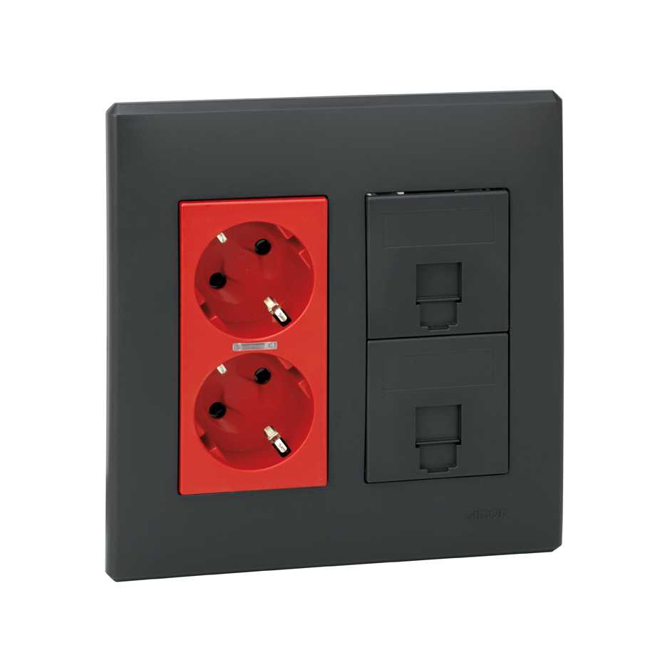 Kit caja pared de superficie o empotrar para 2 elementos dobles con 1 SAI doble y 2 placas para ...